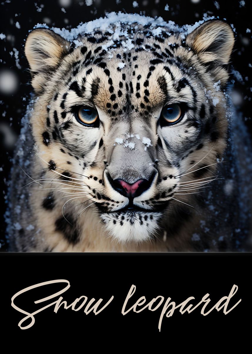 'Snow Leopard' Poster, picture, metal print, paint by Van Zelman | Displate