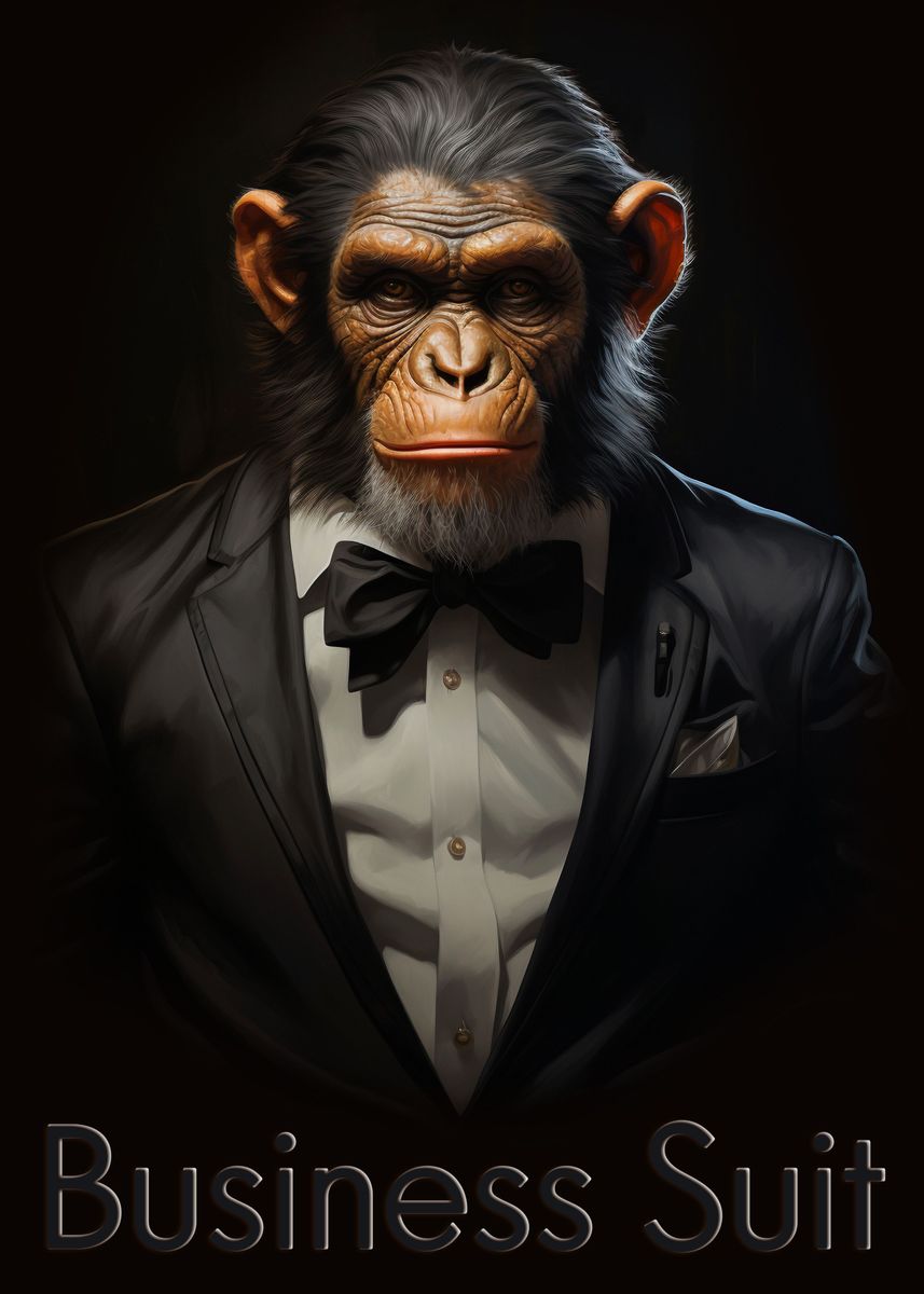 'Monkey style Business Suit' Poster, picture, metal print, paint by ...