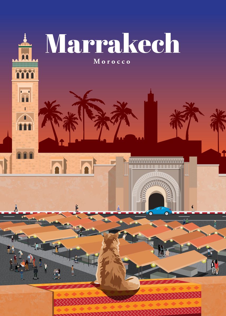'Travel to Marrakech' Poster, picture, metal print, paint by Studio 324 ...