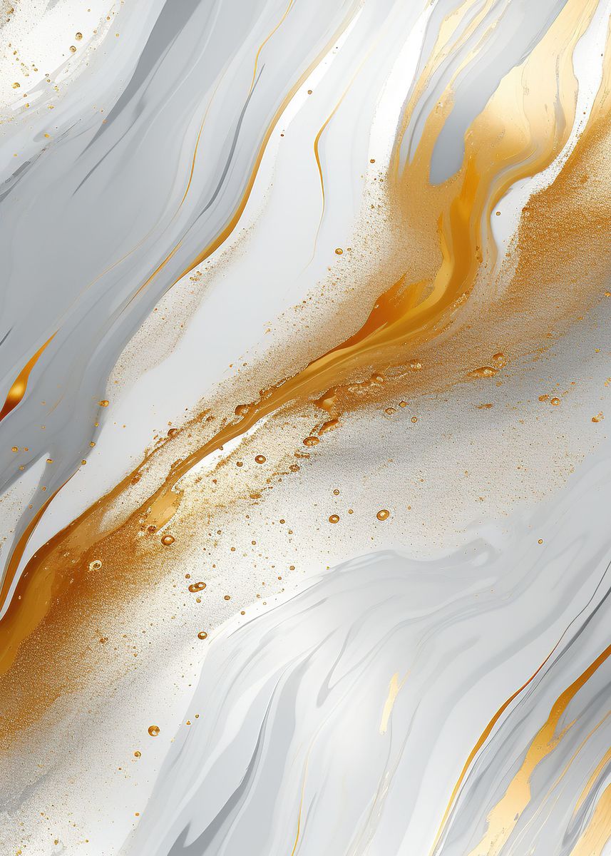 'Silver And Gold Marble' Poster, picture, metal print, paint by Ilyrin ...
