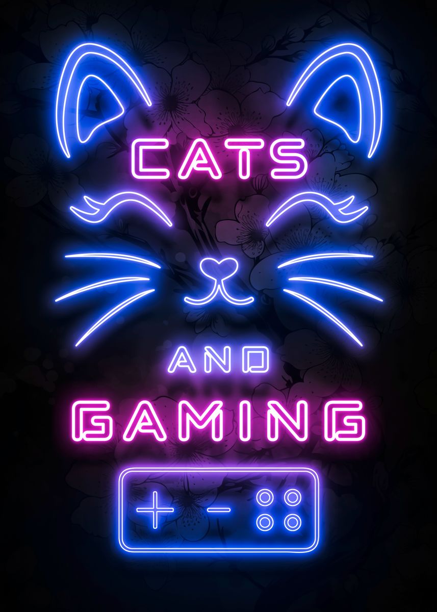 'Cats And Gaming ' Poster, picture, metal print, paint by the Moooh ...