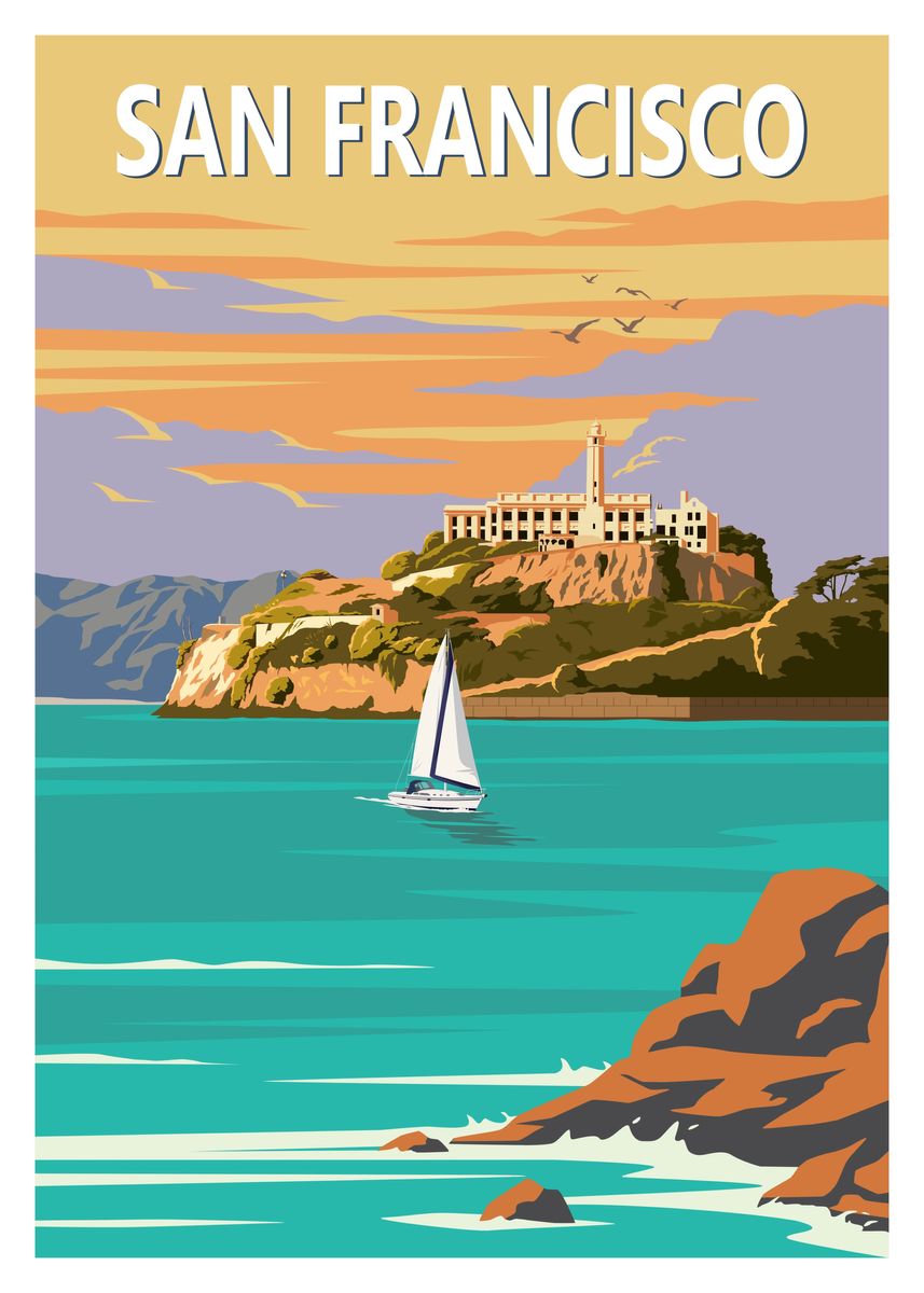 'Alcatraz San Francisco' Poster, picture, metal print, paint by B Cubed ...