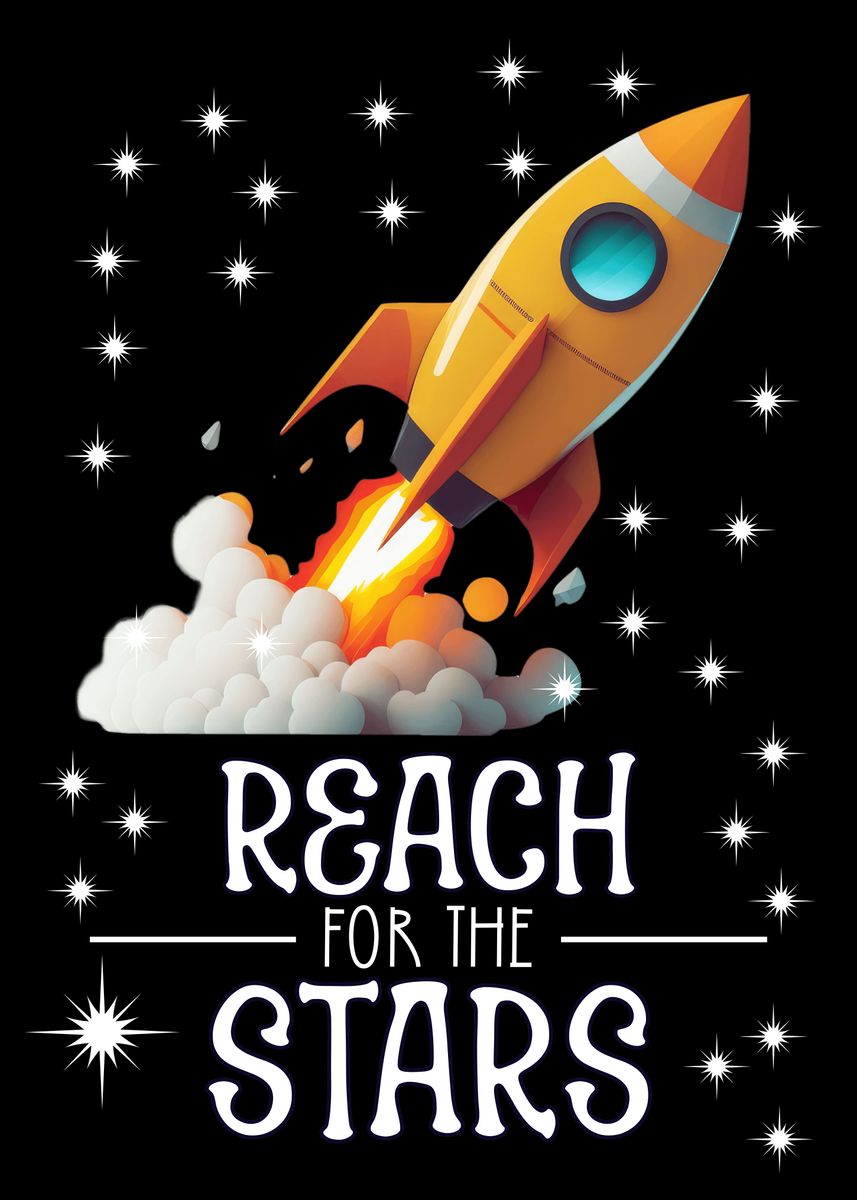 'REACH FOR THE STARS Orange' Poster, picture, metal print, paint by ...