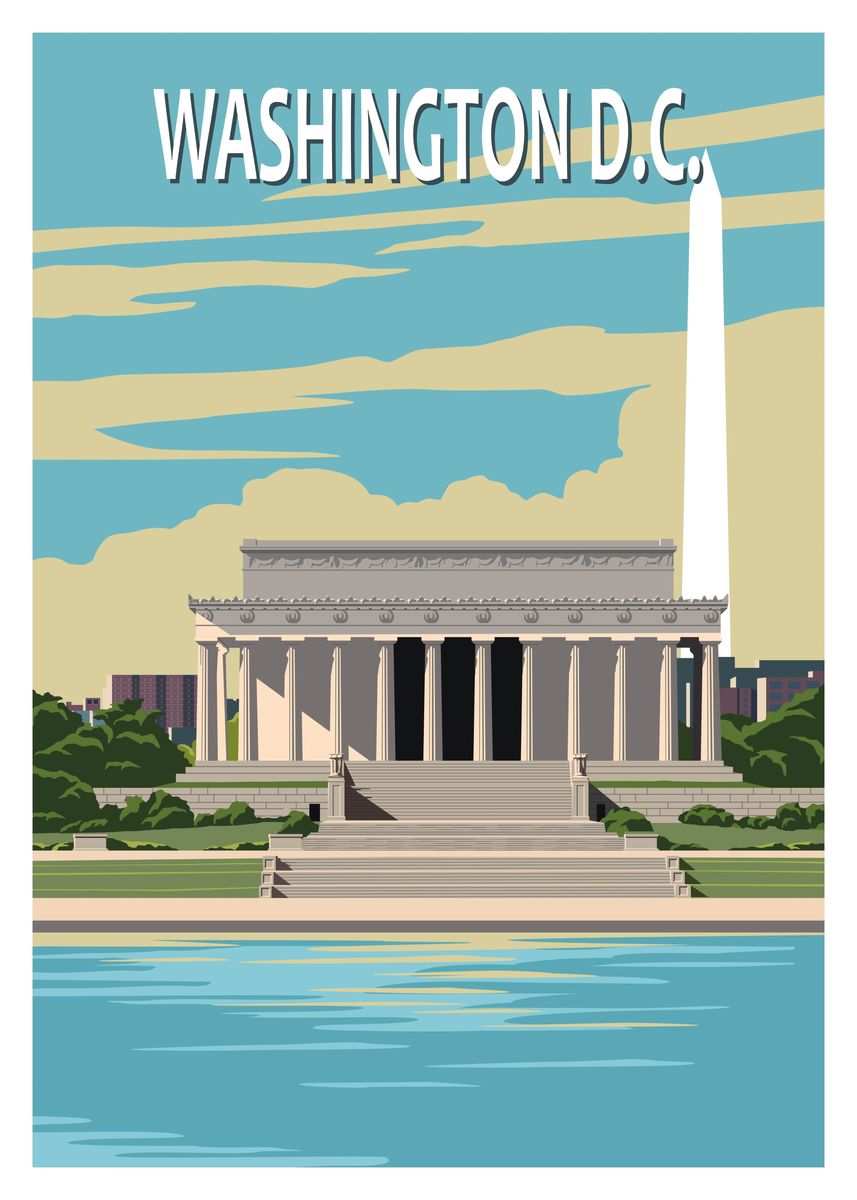 'Washington DC Memorials' Poster, picture, metal print, paint by B ...