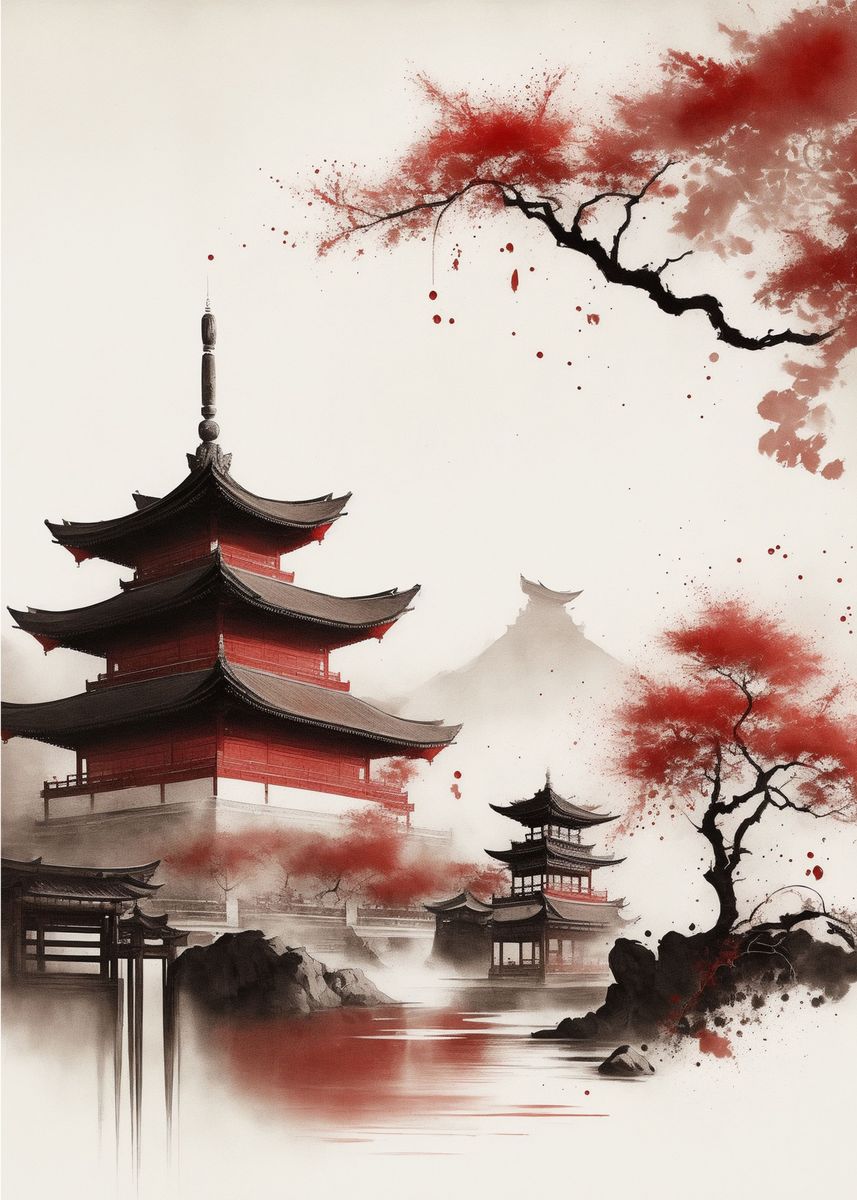 'Japanese Ink Wash Painting' Poster, picture, metal print, paint by Ady ...