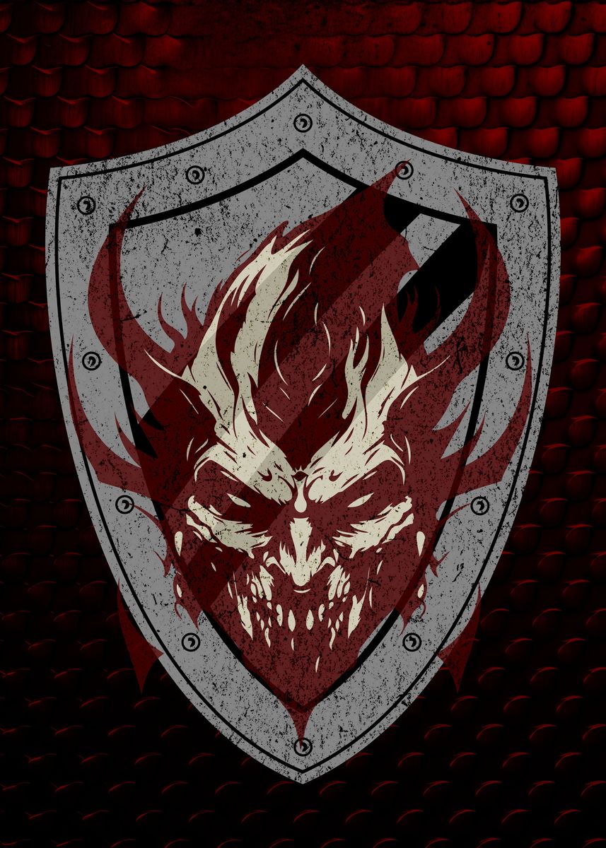 'Demon Shield Horns' Poster, picture, metal print, paint by Atomic ...