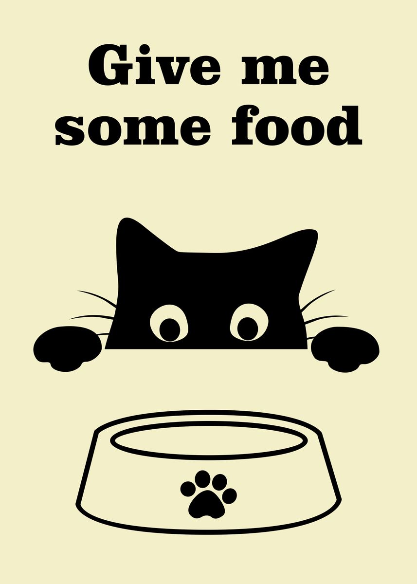 'Hungry Cat' Poster, picture, metal print, paint by Muezzahero | Displate