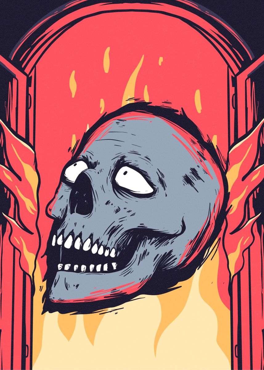 'Hell skull' Poster, picture, metal print, paint by illuvisual | Displate