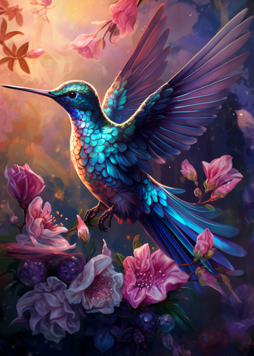 'Hummingbird Fantasy ' Poster, picture, metal print, paint by Xenia ...