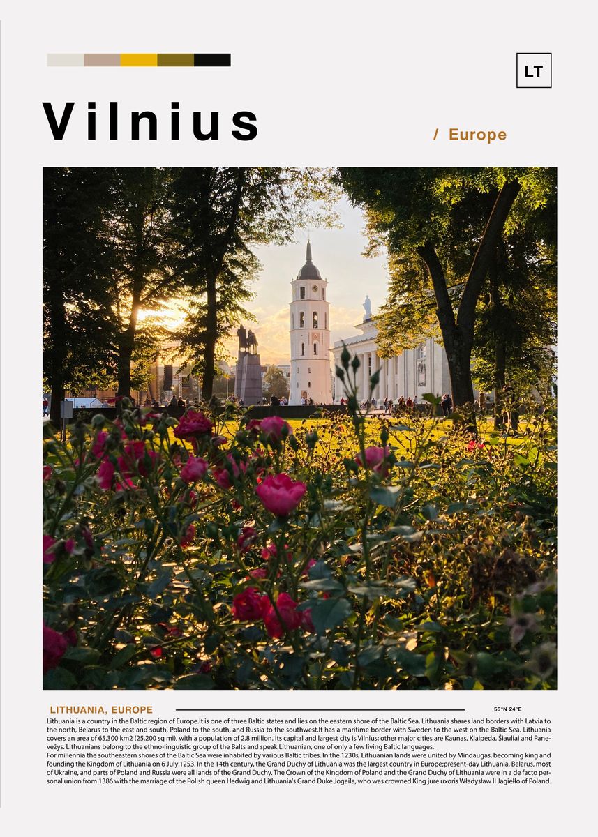 'Vilnius landscape poster' Poster, picture, metal print, paint by ...