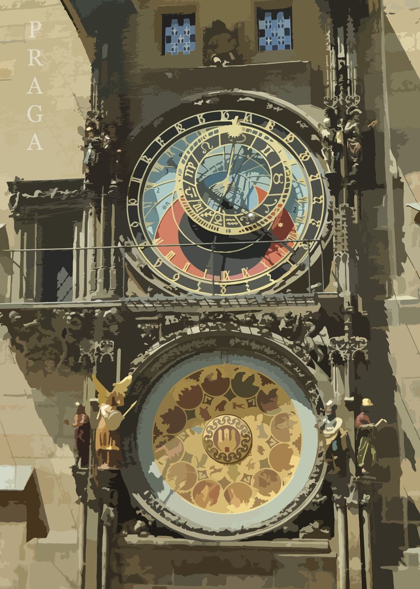 'Prague Astronomical Clock' Poster, picture, metal print, paint by ...
