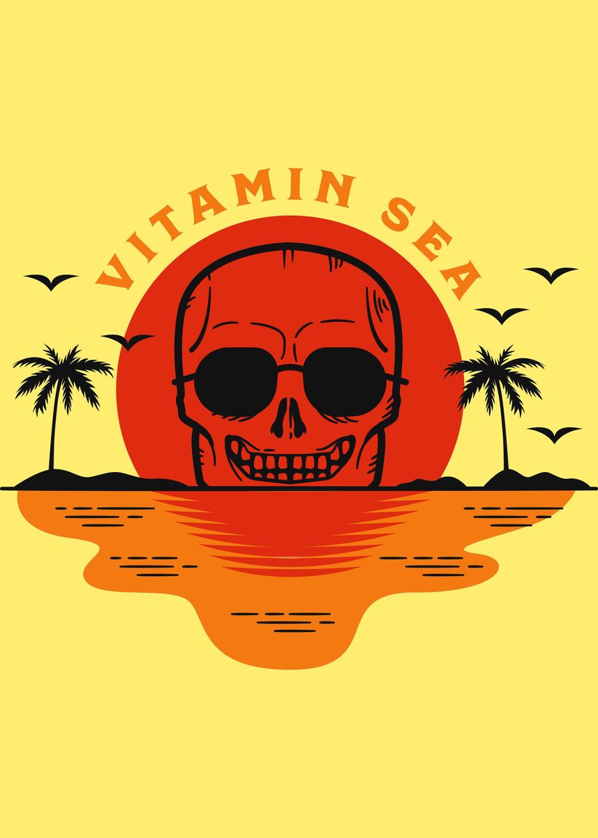 'skull summer' Poster by Riska Fzh | Displate