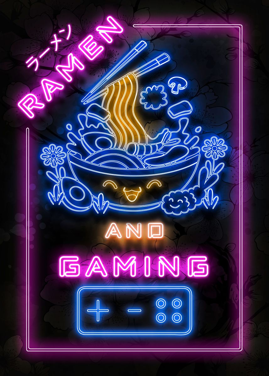 'Ramen And Gaming ' Poster, picture, metal print, paint by the Moooh ...