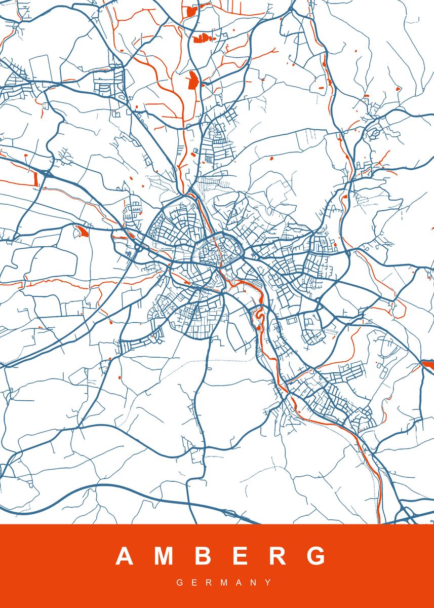 'MAP AMBERG GERMANY ' Poster by UrbanMaps | Displate