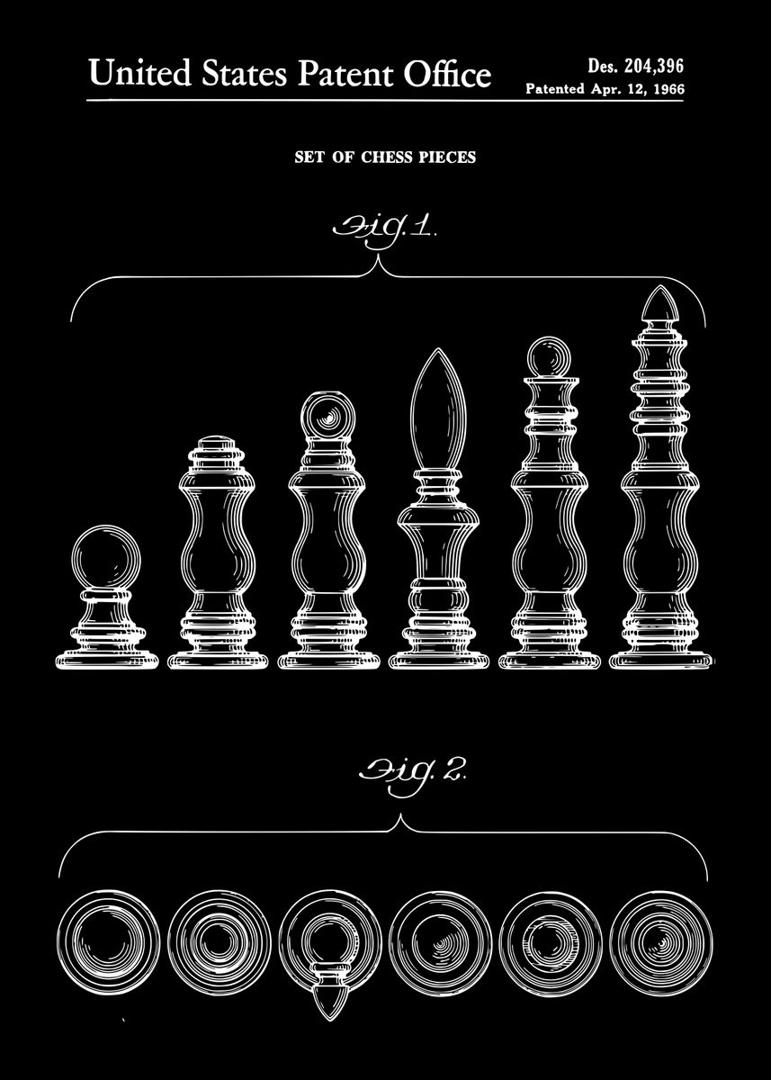 '1966 Set of Chess Pieces' Poster, picture, metal print, paint by Sam ...