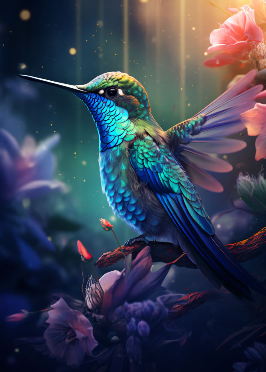 'Hummingbird Fantasy ' Poster, picture, metal print, paint by Xenia ...