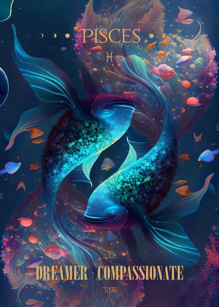 'Pisces Zodiac' Poster, picture, metal print, paint by Arnaud ...