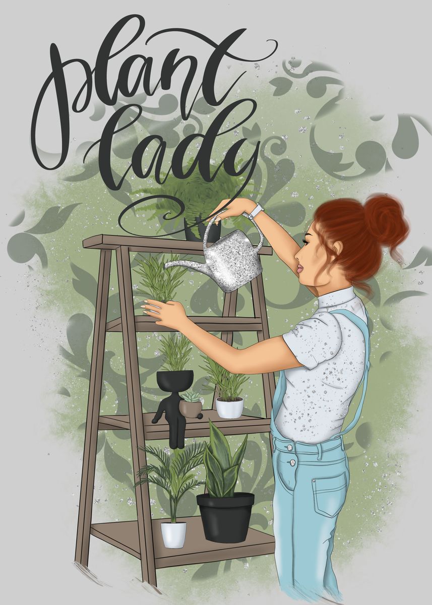 'Plant Lady' Poster, picture, metal print, paint by arkitekta | Displate