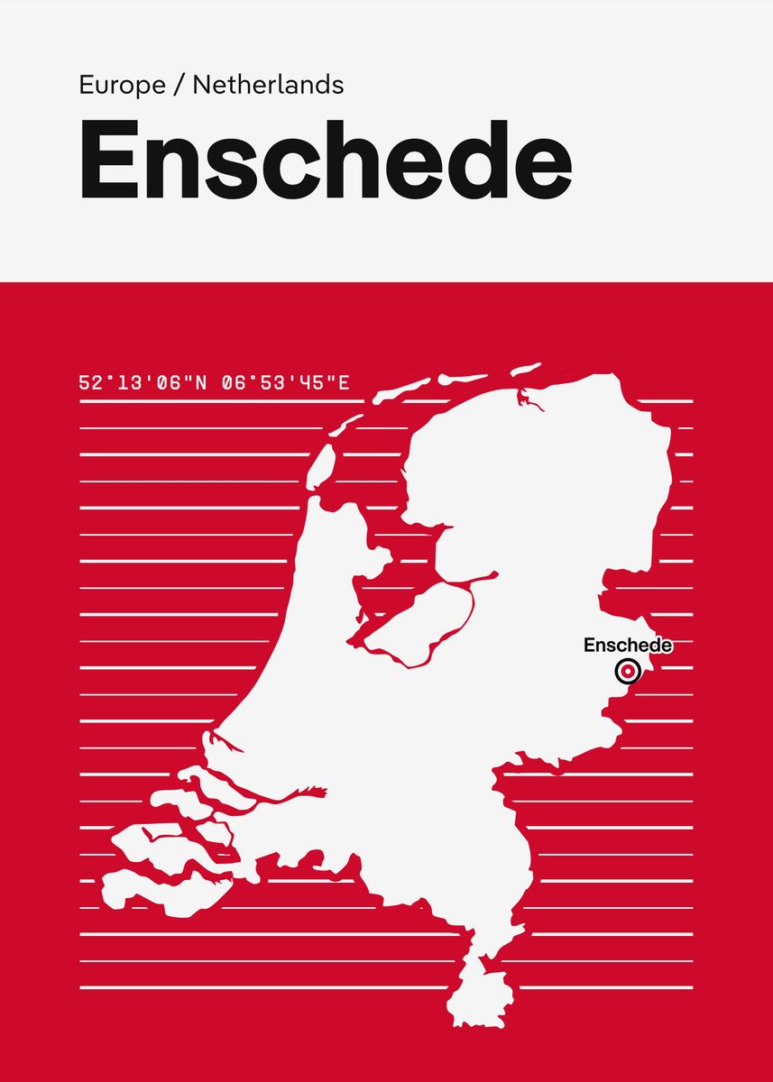 'Enschede City Map' Poster, picture, metal print, paint by Visitify ...