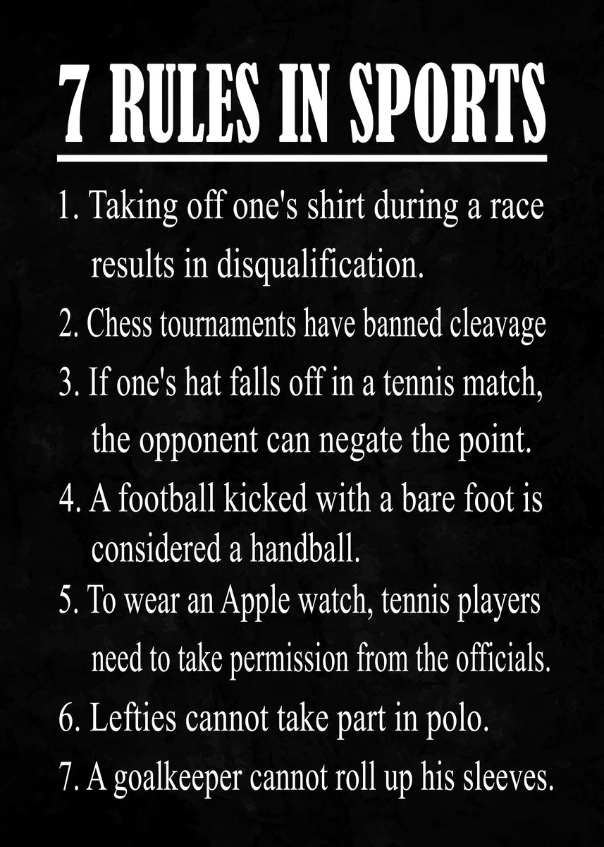 '7 Rules In Sports' Poster, picture, metal print, paint by nhivivuha ...