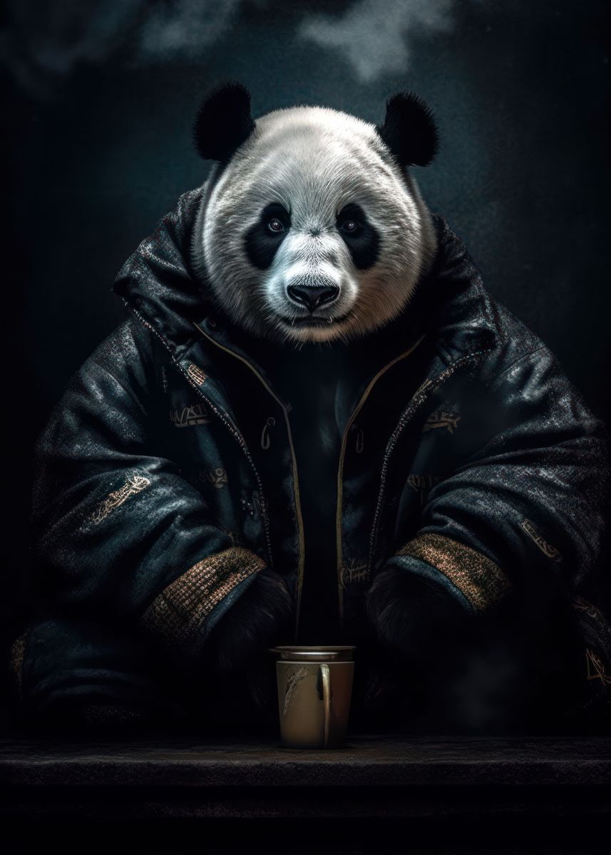 'panda with a cup of tea' Poster, picture, metal print, paint by Adel S ...