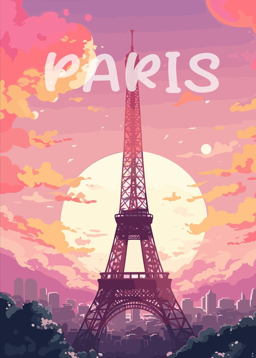'Pink paris' Poster, picture, metal print, paint by Brice Stankowitch ...