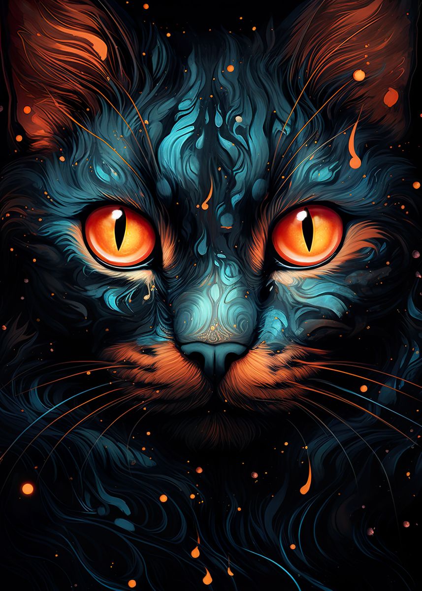 'Angry Cat Animal' Poster, picture, metal print, paint by Janaka Dharmasena | Displate