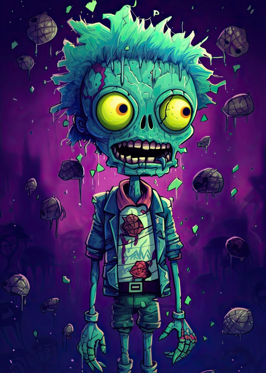 'funny plant and zombie' Poster, picture, metal print, paint by Travel ...