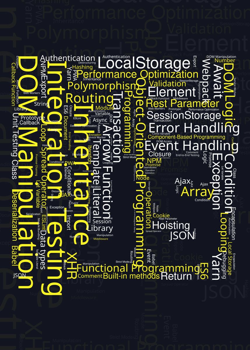 'Javascript Word Art' Poster, picture, metal print, paint by Wisnu ...