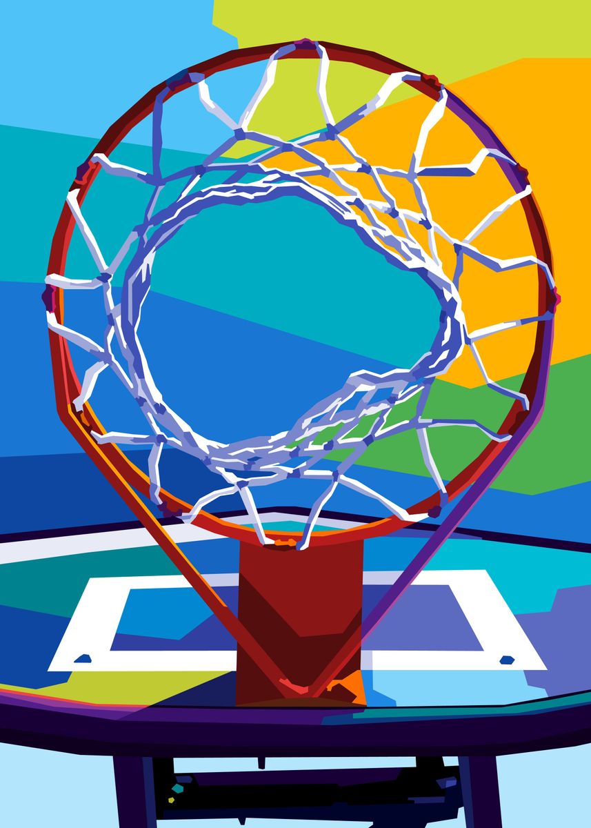 'Basketball Hoop Pop Art' Poster, picture, metal print, paint by Siksis ...