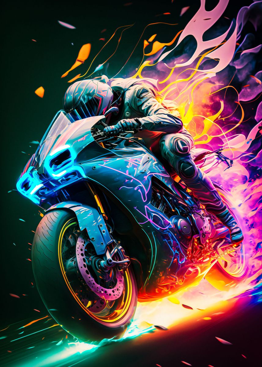 'RIDER MANIA' Poster, picture, metal print, paint by Xi Designs | Displate