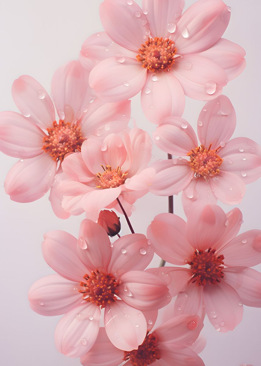 'Group of pink flowers' Poster, picture, metal print, paint by Poster ...