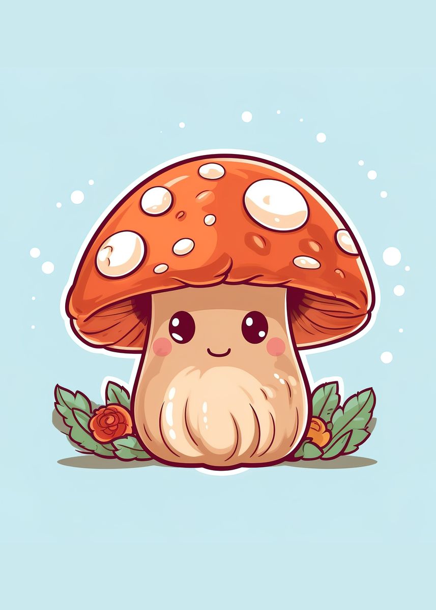 'mushroom cute' Poster by Peter Li | Displate