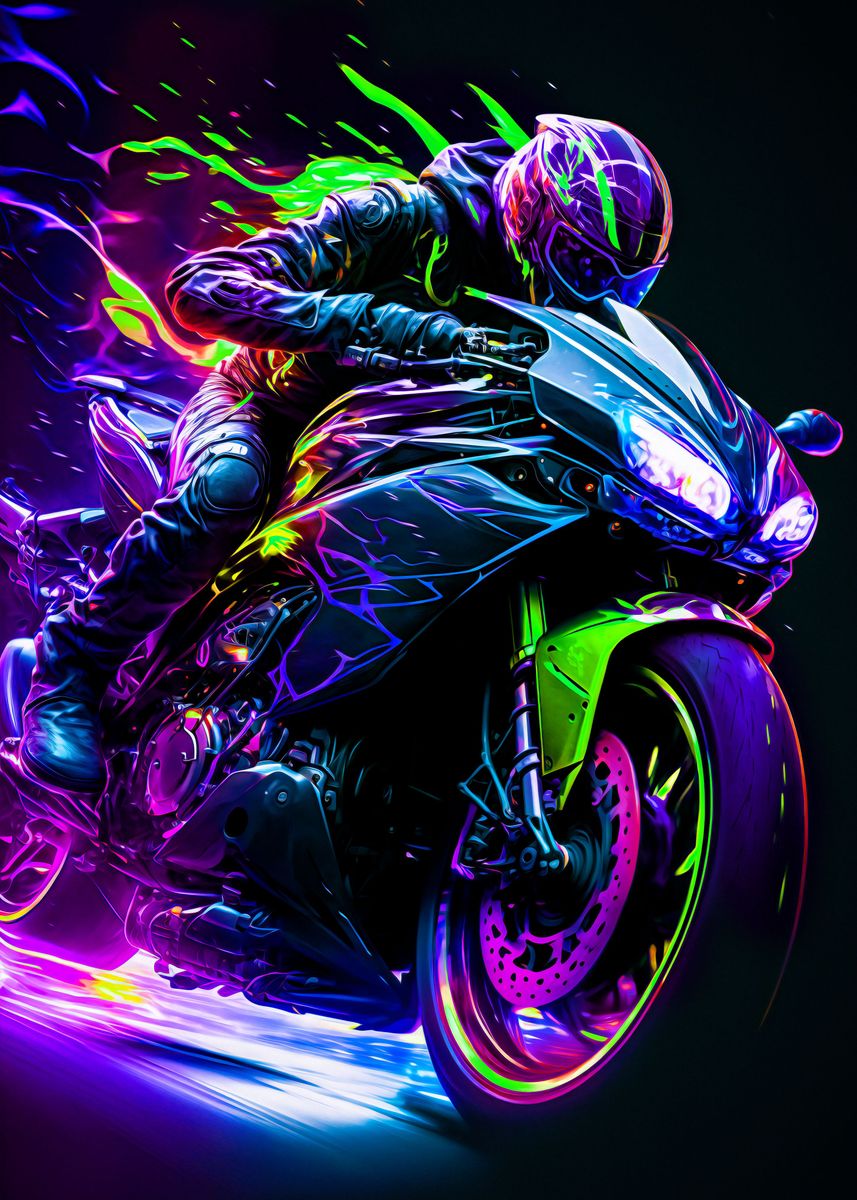 'RIDER MANIA' Poster, picture, metal print, paint by Xi Designs | Displate