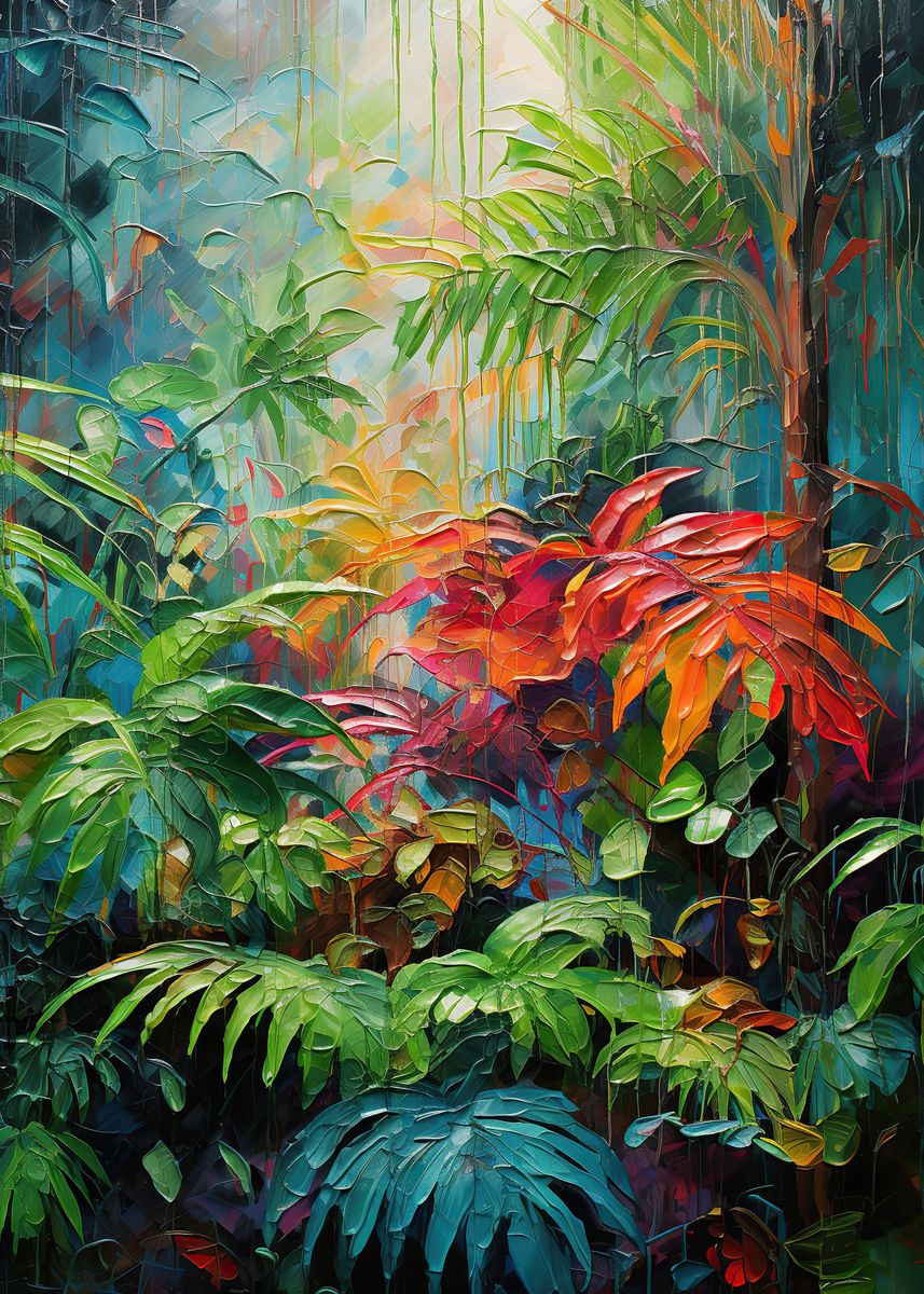 'Rain Forest' Poster, picture, metal print, paint by Fidelia | Displate