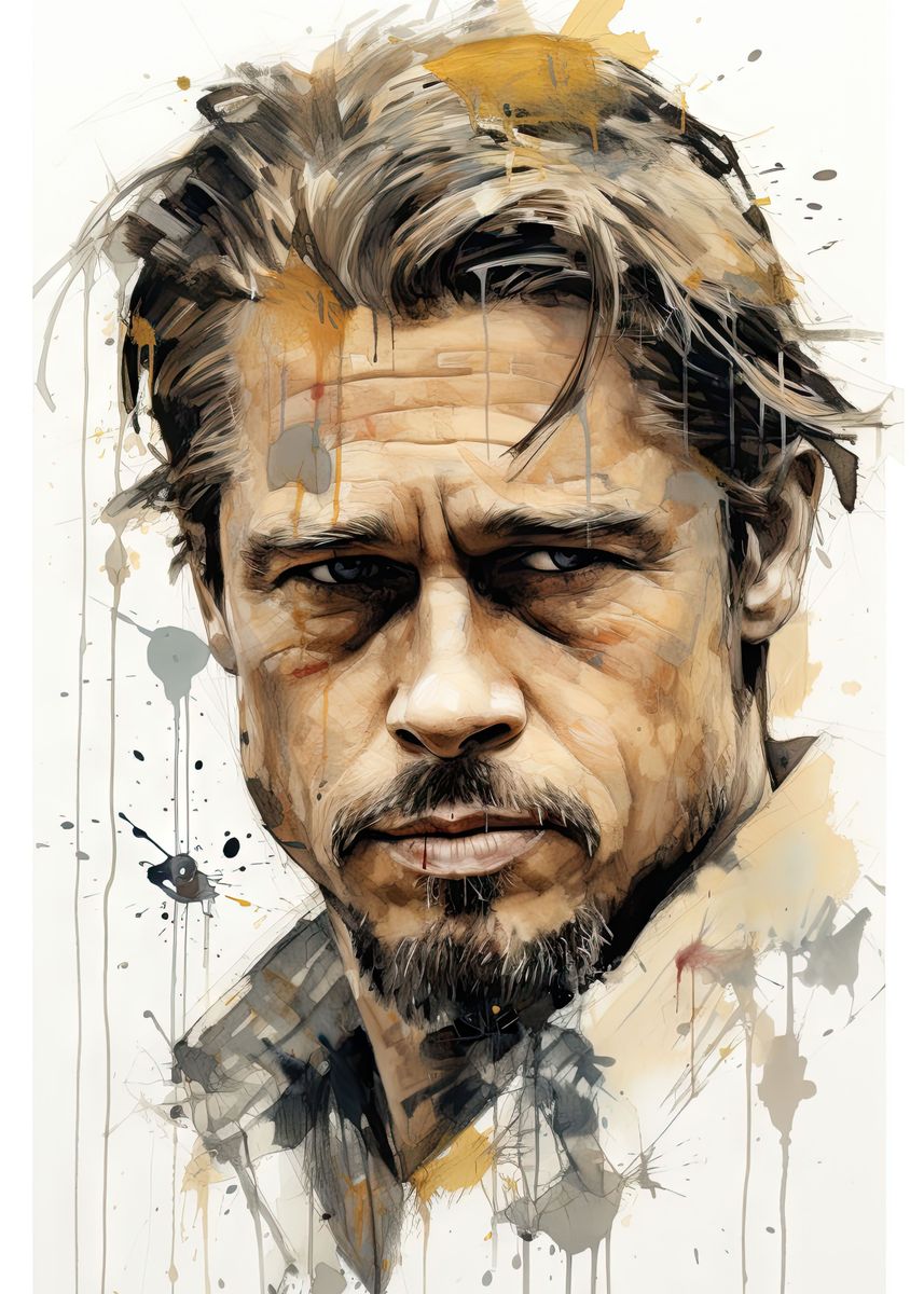 'Brad Pitt' Poster, picture, metal print, paint by Jerhus | Displate
