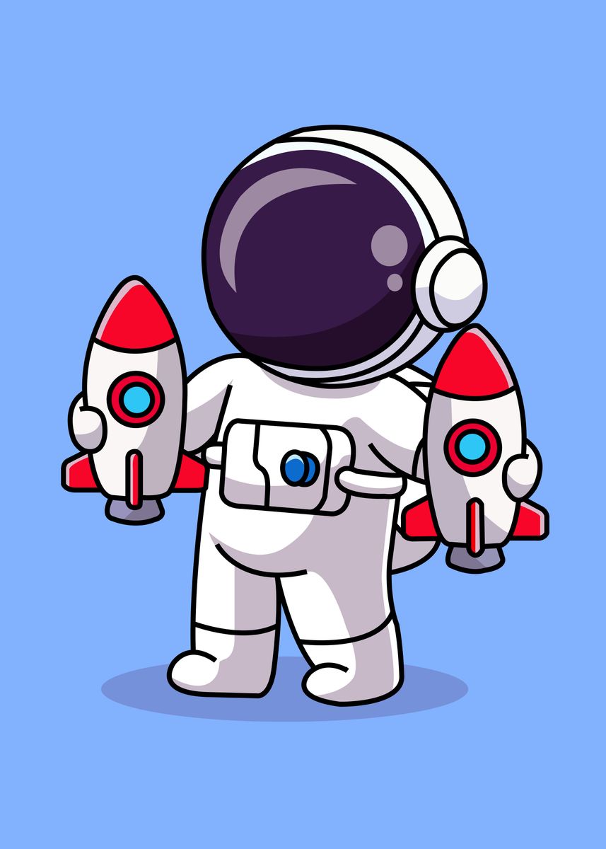 'Astronaut Space Cute' Poster, picture, metal print, paint by 5Fine ...