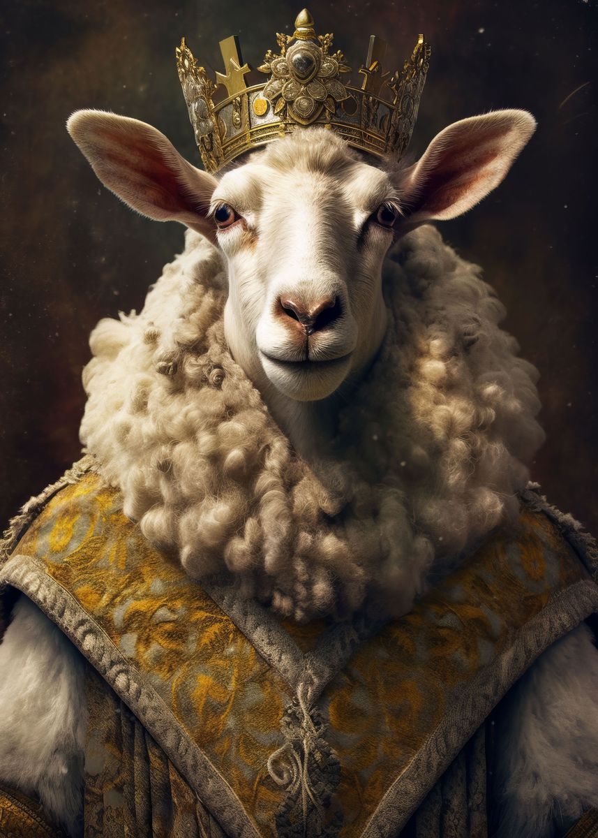'Anthropomorphic King Sheep' Poster by Frank Hirschle | Displate