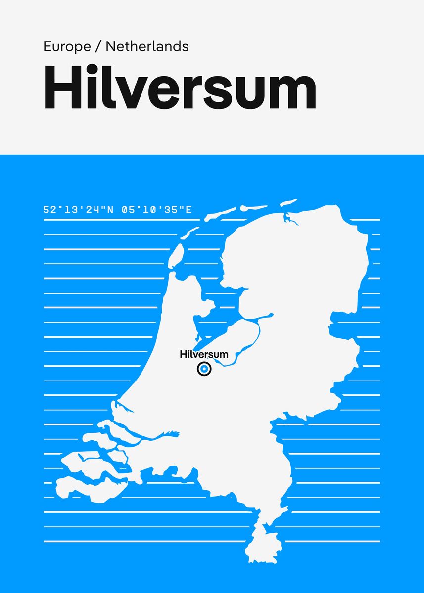 'Hilversum City Map' Poster, picture, metal print, paint by Visitify | Displate