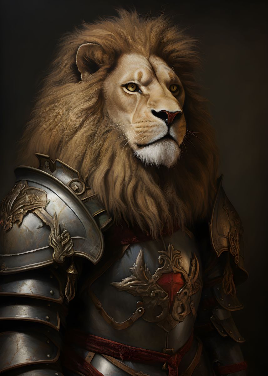 'Lion Knight' Poster, picture, metal print, paint by Makadur | Displate