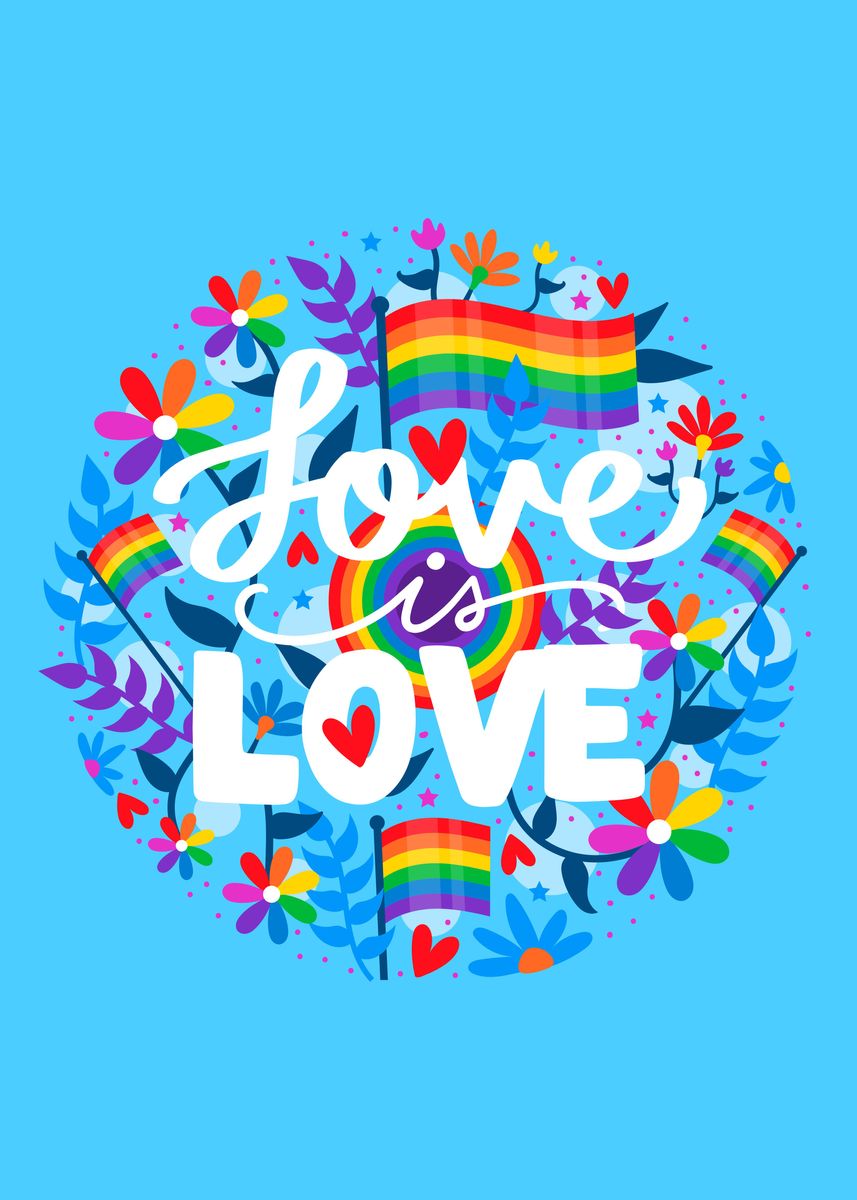 'Rainbow love' Poster, picture, metal print, paint by Demonigote Shirts ...