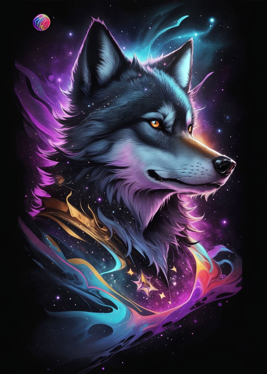 'Wolf Cosmic' Poster by uart space | Displate