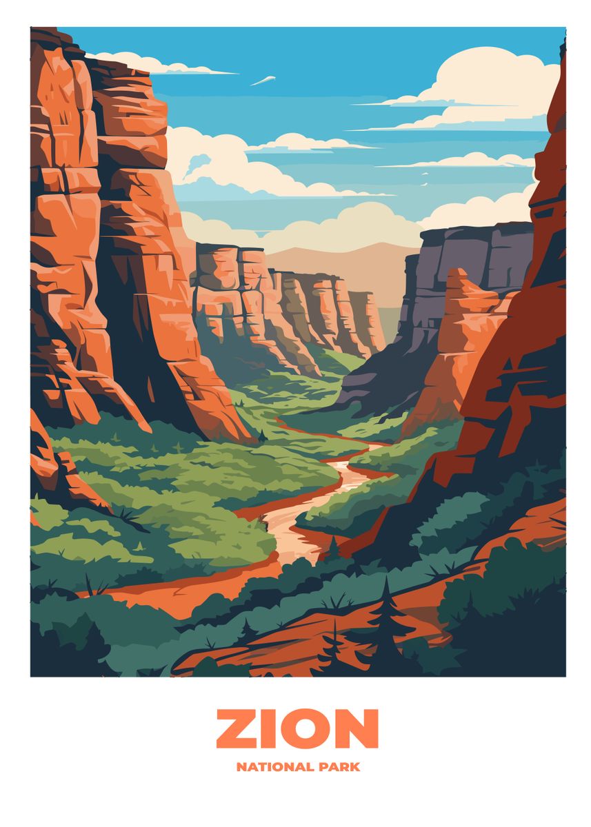 'Zion National Park Travel' Poster by mcmtdesigns | Displate