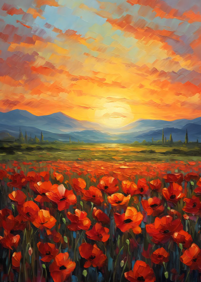 'Poppy Flowers Remembrance' Poster, picture, metal print, paint by ...
