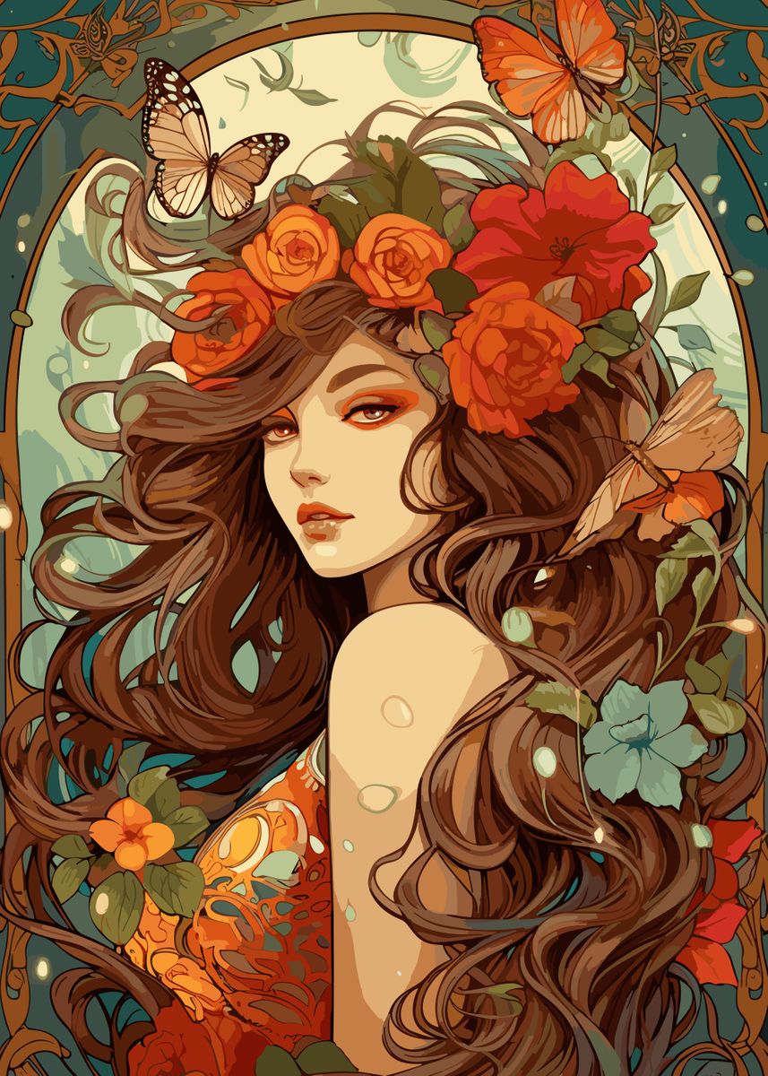 'Garden Nymph' Poster, picture, metal print, paint by Mandra | Displate