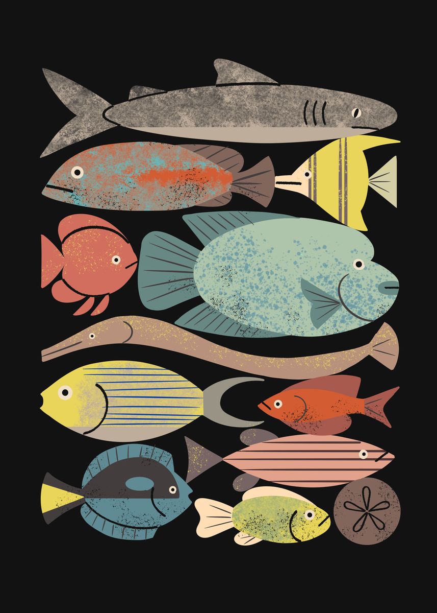 'Fish Crowd No 2' Poster, picture, metal print, paint by Renea L Thull ...