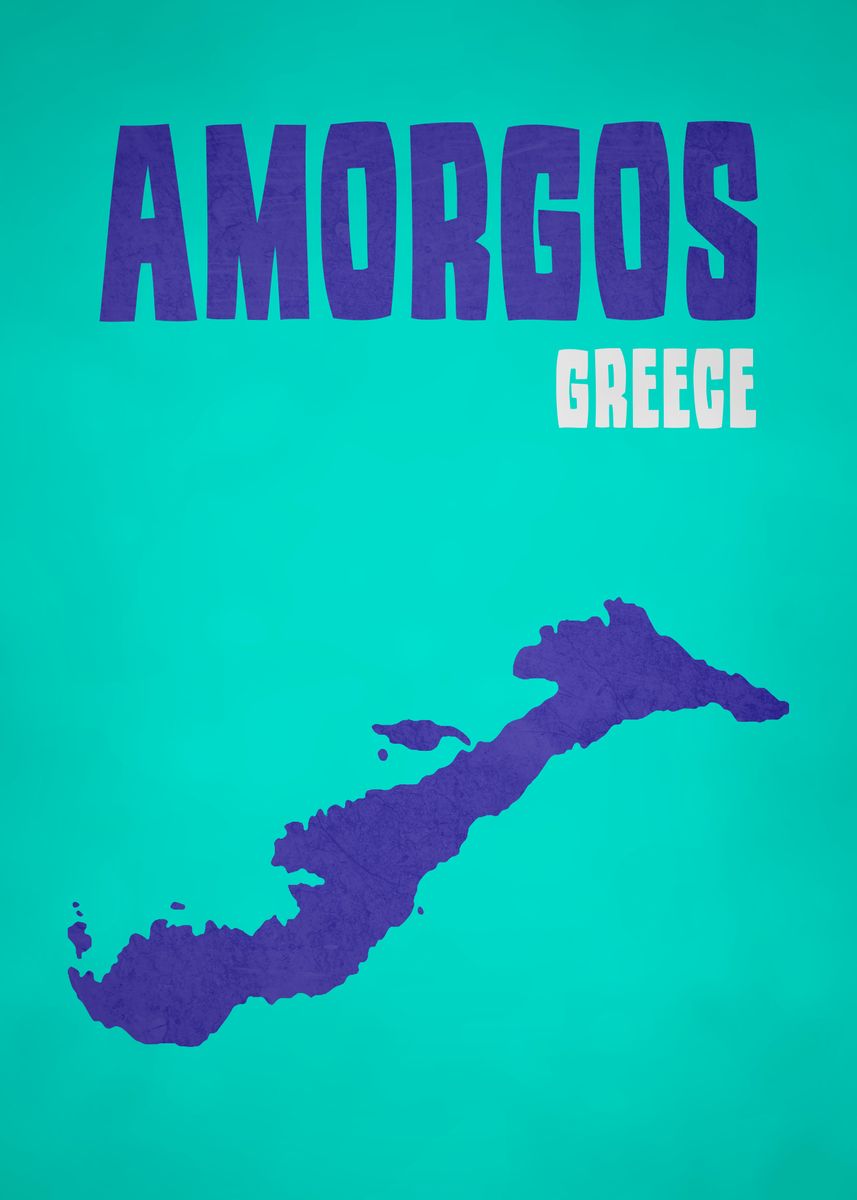 'AMORGOS MAP GREECE' Poster, picture, metal print, paint by KIMIDIGI ...