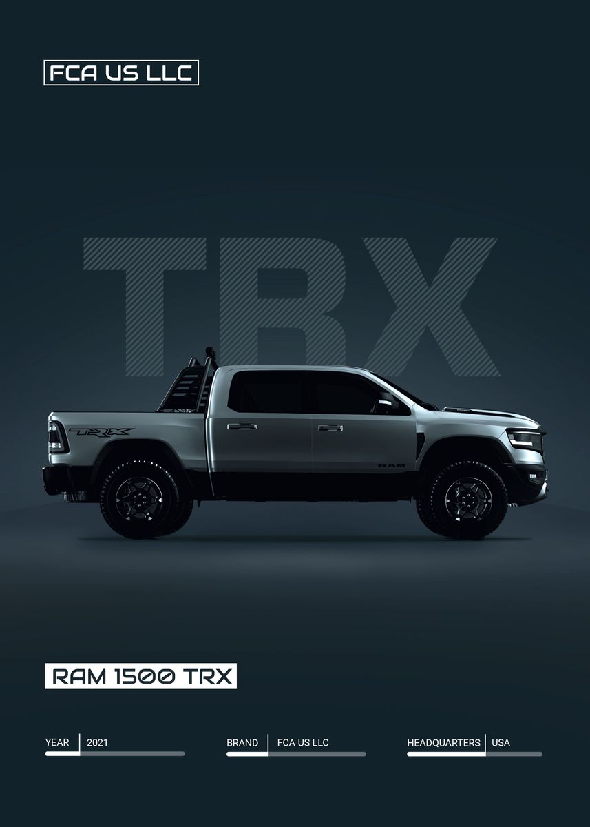 'FCA US LLC RAM 1500 TRX' Poster, picture, metal print, paint by Basues ...