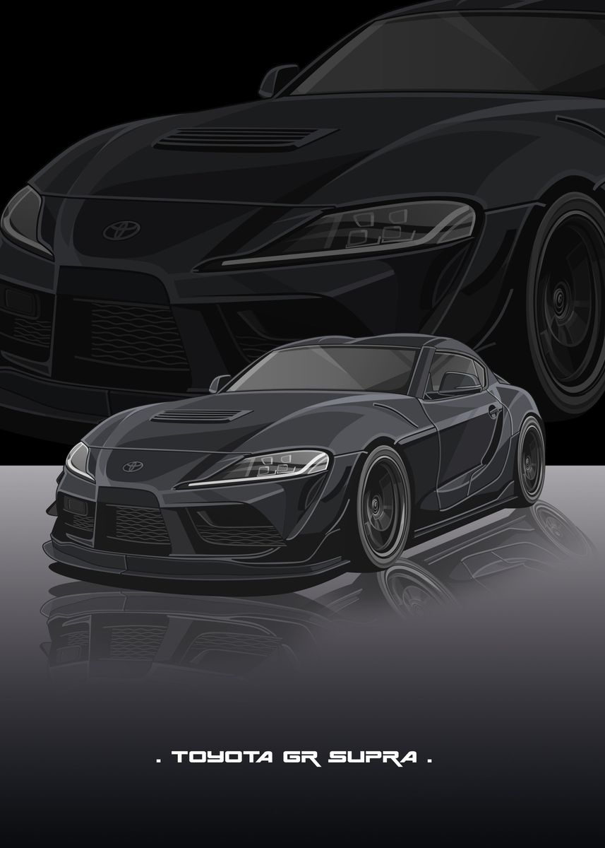 'TOYOTA GR SUPRA BLACK' Poster, picture, metal print, paint by capture ...
