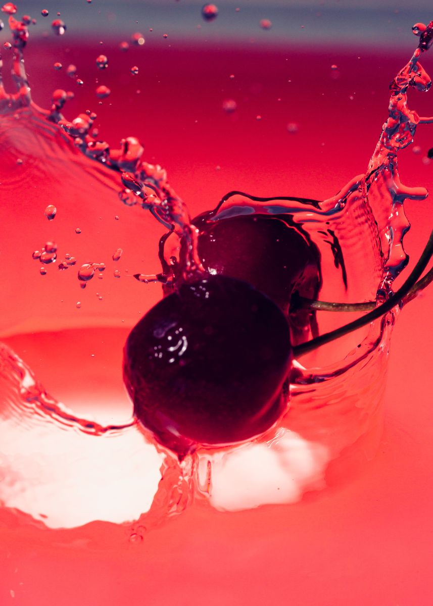'Cherrys splashing 2' Poster, picture, metal print, paint by Marc ...